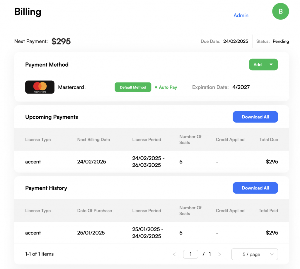 Billing Tab - Tomato.ai