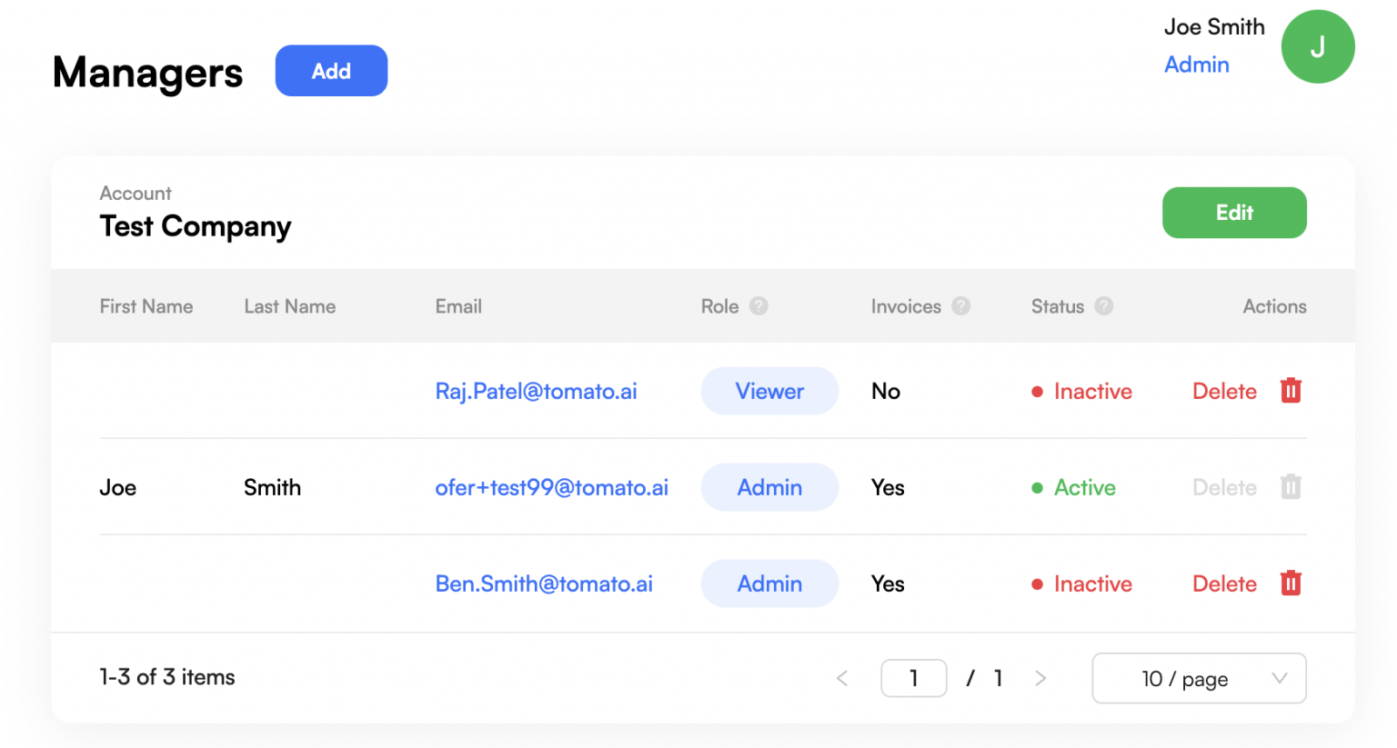 Managers Tab - Tomato.ai
